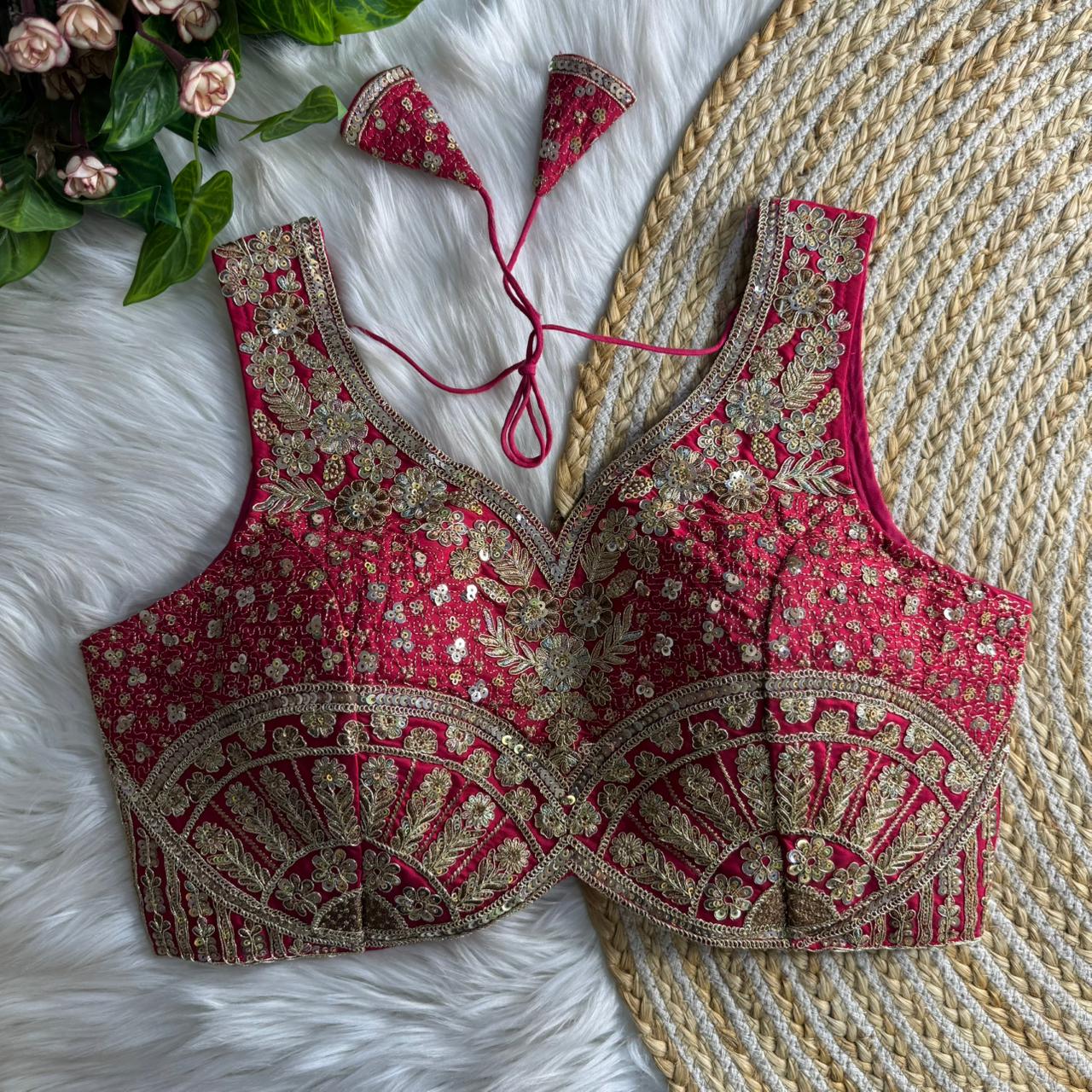 BEAUTIFUL JARI SEQUENCE WORK BRIDAL BLOUSE – RK Blouses